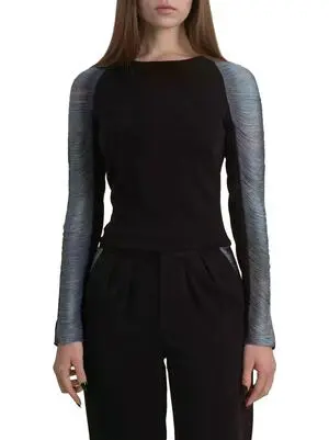CONTESSA MILLS Medusa Fringed-sleeve Top - Black
