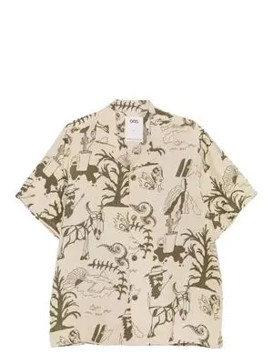 OAS Company Poplan Cuba Graphic-print Linen Shirt - Neutrals