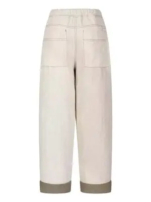 STUDIO TOMBOY Jacquard Drawstring Trousers - Neutrals
