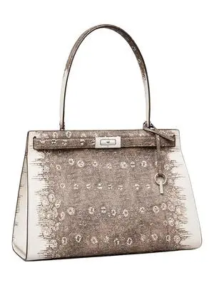 Tory Burch Classic Lee Radziwill Lizard-embossed Top Handle Bag - Multi