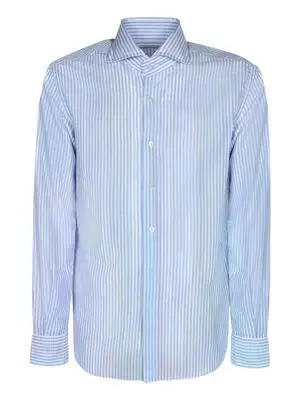 DELL'OGLIO Vertical-stripe Long-sleeve Shirt - Blue