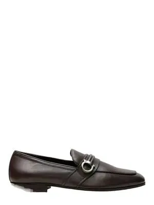 FERRAGAMO Gancini Leather Loafers - Brown