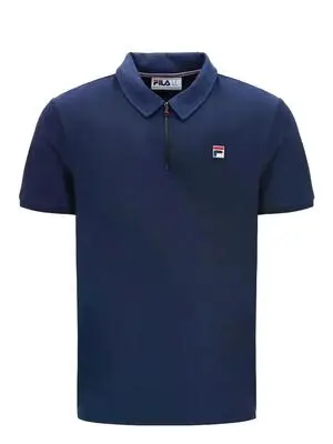 FILA Ettore Logo-patch Zip-fastening Polo Shirt - Blue