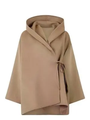 YVES SALOMON Hooded Wrap Coat - Brown