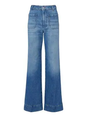 Victoria Beckham Alina Faded Wide-leg Jeans - Blue