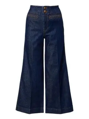 Zimmermann Aster Cropped Flared Jeans - Blue