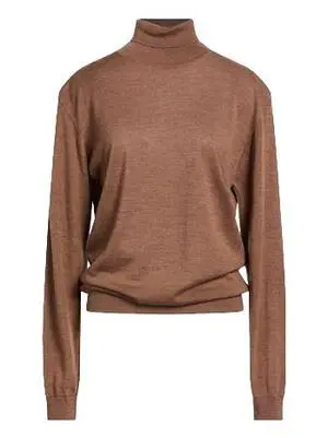 WOOL & CO Merino Wool Turtleneck - Brown