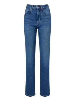 Victoria Beckham Julia Straight Jeans In Mid Wash - Blue