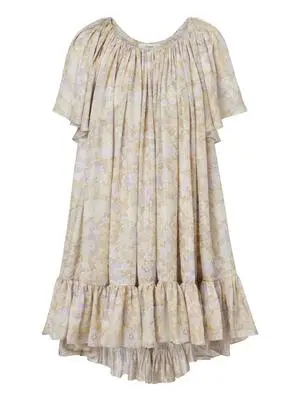 Chloé Floral Silk Charmeuse Ruffled Minidress - Multicoloured