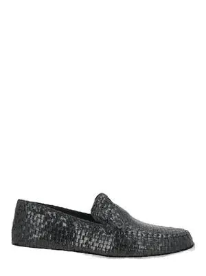 ZOLFO Woven Leather Loafers - Black