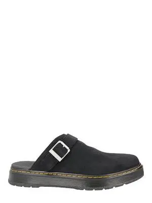Dr. Martens Suede Clogs With Buckle Detail - Black