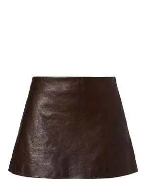 Balenciaga Leather Miniskirt - Brown