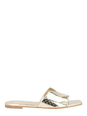 MANILA GRACE Metallic Polka-dot Slide Sandals - Gold