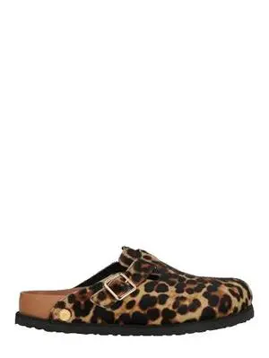 BIRKENSTOCK BIRKENSTOCK Leopard Print Calf Hair Clogs Beige