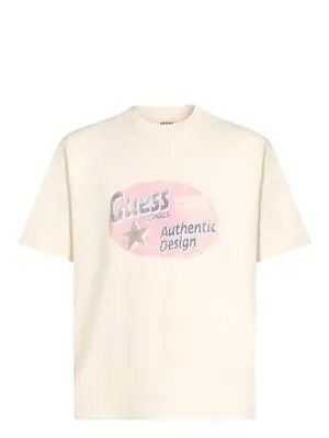 Guess Man T-shirt Ivory Size M Cotton Ivory