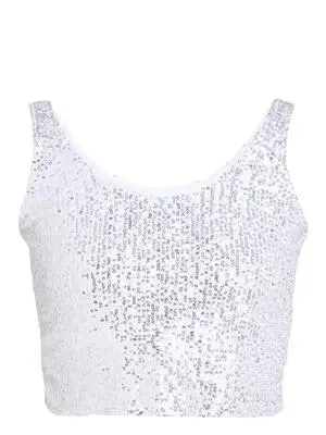 ALESSANDRA GALLO Sequin Embellished Cropped Top - Silver