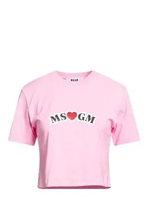 MSGM Cotton T-shirt With Logo Print - Pink