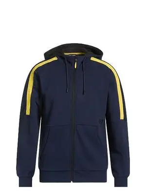 EA7 Cotton And Polyester Hooded Sweatshirt With Side Stripes - Blue