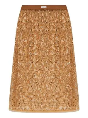 Munthe Ninia" Embellished Midi Skirt - Brown