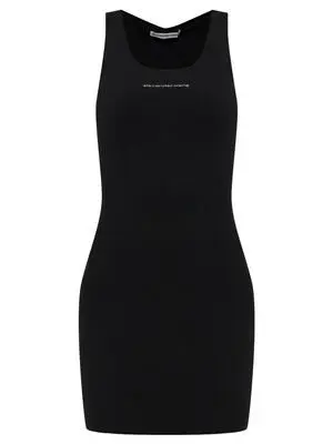 Alexander Wang Logo Ribbed Knit Mini Dress - Black