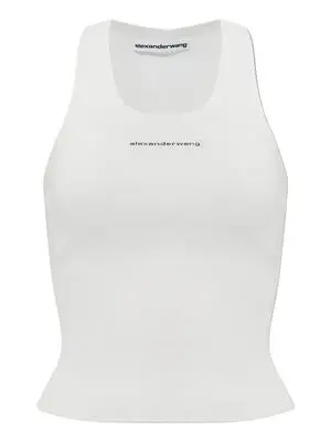 Alexander Wang Z" Logo Ribbed Tank Top - White