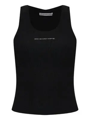 Alexander Wang Ribbed Knit Logo Tank - Black