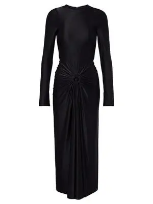 Victoria Beckham Gathered Jersey Midi Dress - Black