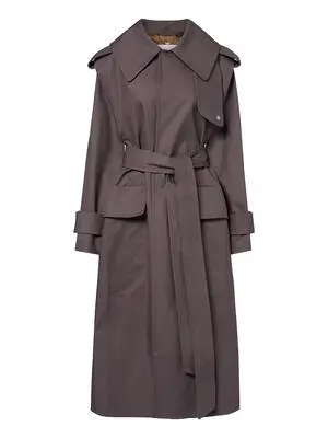 Victoria Beckham Philippa Cotton Trench Coat - Grey