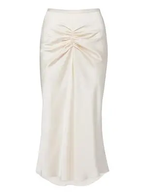Victoria Beckham Bela Midi Skirt In Ore - Grey