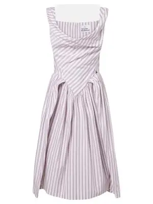 VIVIENNE WESTWOOD Stripe Cotton Midi Dress - Burgundy