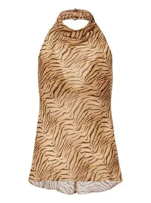 VIX PAULA HERMANNY X Rosie Huntington-whiteley Printed Halterneck Top - Brown