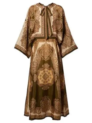 Zimmermann Mahon Paisley Silk Midi Dress - Beige