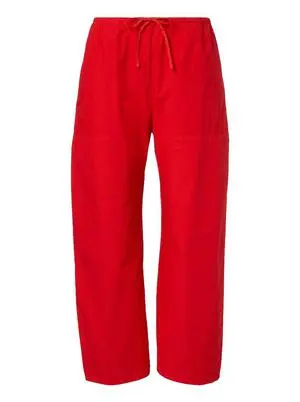LESET Kyoto Cropped Cotton Wide-leg Pants - Red