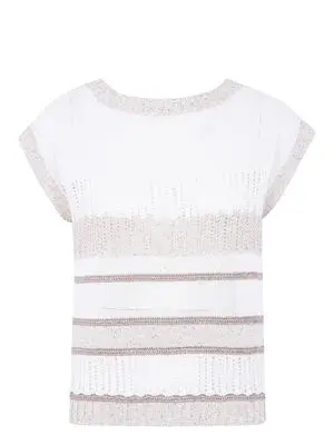 D.exterior Knitwear Boat Neck With Ribbed Details - White