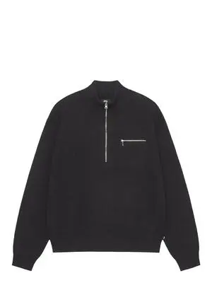 StÜssy Half Zip Mock Neck Pullover - Black