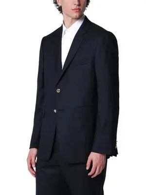 Thom Browne Single-breasted Navy Wool Jacket - Blue