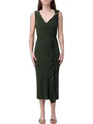Max Mara Sleeveless V-neck Midi Dress With Draping - Kaki