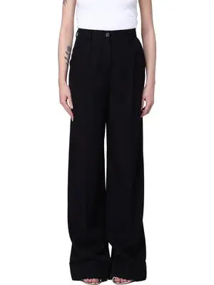 Dolce & Gabbana Virgin Wool Wide Leg Trousers - Black
