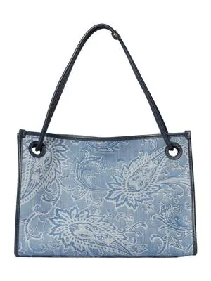 Etro Etro Eyes Cotton Denim Bag With Paisley Jacquard Gnawed Blue