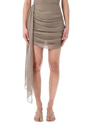 ROTATE BY BIRGER CHRISTENSEN Draped Mini Skirt - Brown