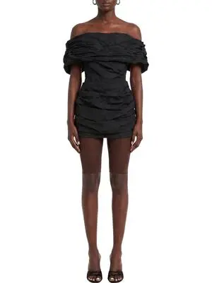 Magda Butrym Off-the-shoulder Ruched Mini Dress - Black