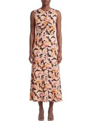 Ulla Johnson Floral Print Ruched Maxi Dress - Yellow