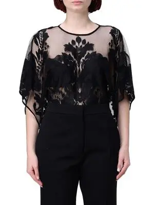 Norma Kamali Floral Mesh Top - Black
