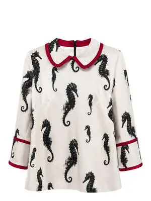 JULIA ALLERT Seahorse Print Blouse - Beige
