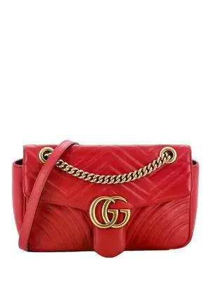 Gucci Matelassé Leather Small Flap Crossbody Bag - Red