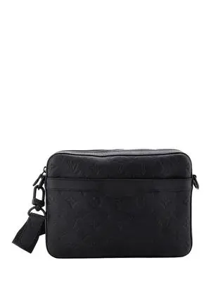 LOUIS VUITTON Trio Messenger Bag Monogram Shadow Leather - Black