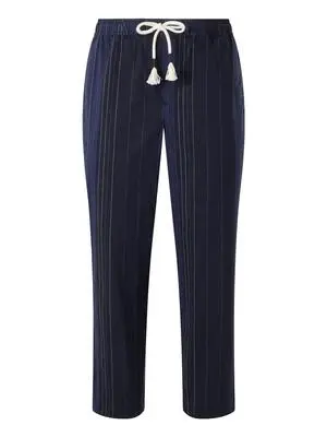 Orlebar Brown Straight-leg Striped Cotton Drawstring Trousers - Blue