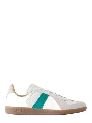ADIDAS ORIGINALS White And Suede-trimmed Leather Sneakers - Green