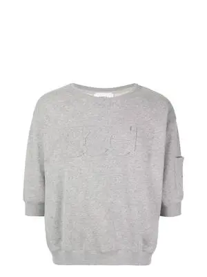 PORTS V Embroidered "cool" Slogan Sweater - Grey