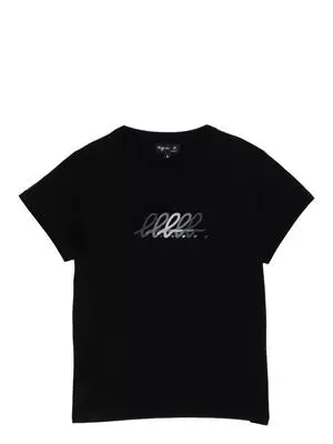 AGNES B. Logo Print Cotton T-shirt - Black